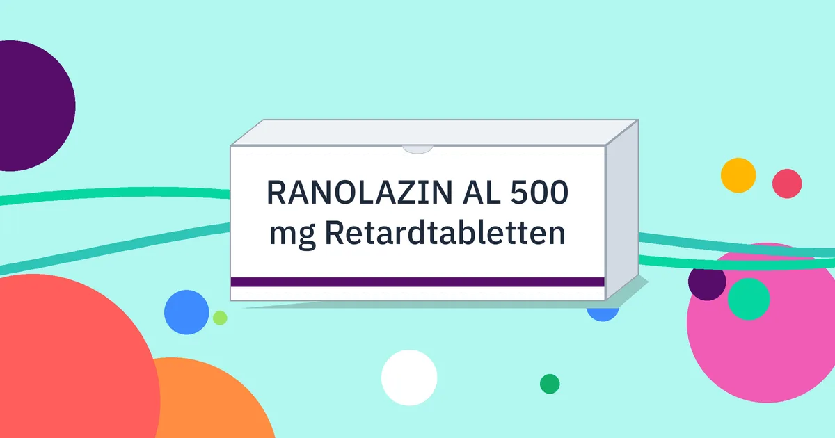 Symbolbild: Packung mit der Aufschrift RANOLAZIN AL 500 mg Retardtabletten (PZN 20019059) – Verfügbarkeit und Bezug in Apotheken in Frankfurt am Main