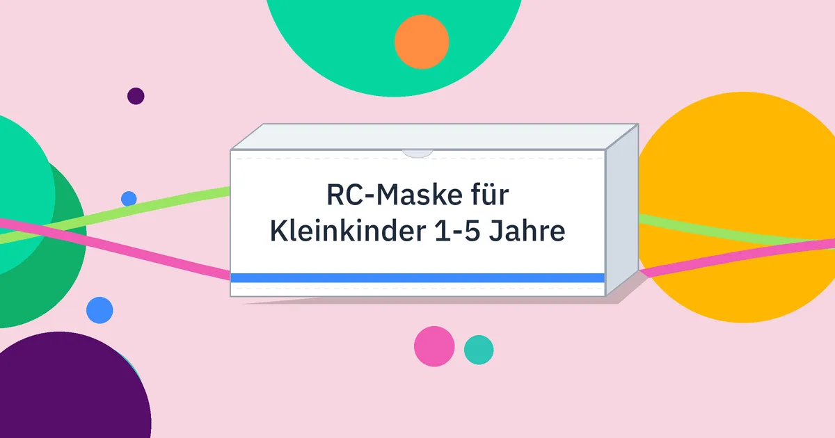 Symbolbild: Packung mit der Aufschrift RC-Maske für Kleinkinder 1-5 Jahre (PZN 14164998) – Verfügbarkeit und Bezug in Apotheken in Frankfurt am Main