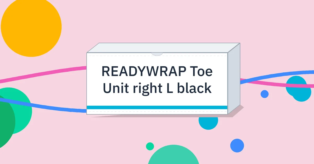 Symbolbild: Packung mit der Aufschrift READYWRAP Toe Unit right L black (PZN 16566181) – Verfügbarkeit und Bezug in Apotheken in Frankfurt am Main