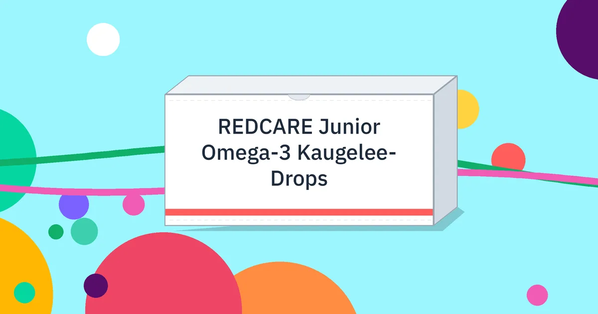 Symbolbild: Packung mit der Aufschrift REDCARE Junior Omega-3 Kaugelee-Drops (PZN 19511915) – Verfügbarkeit und Bezug in Apotheken in Frankfurt am Main