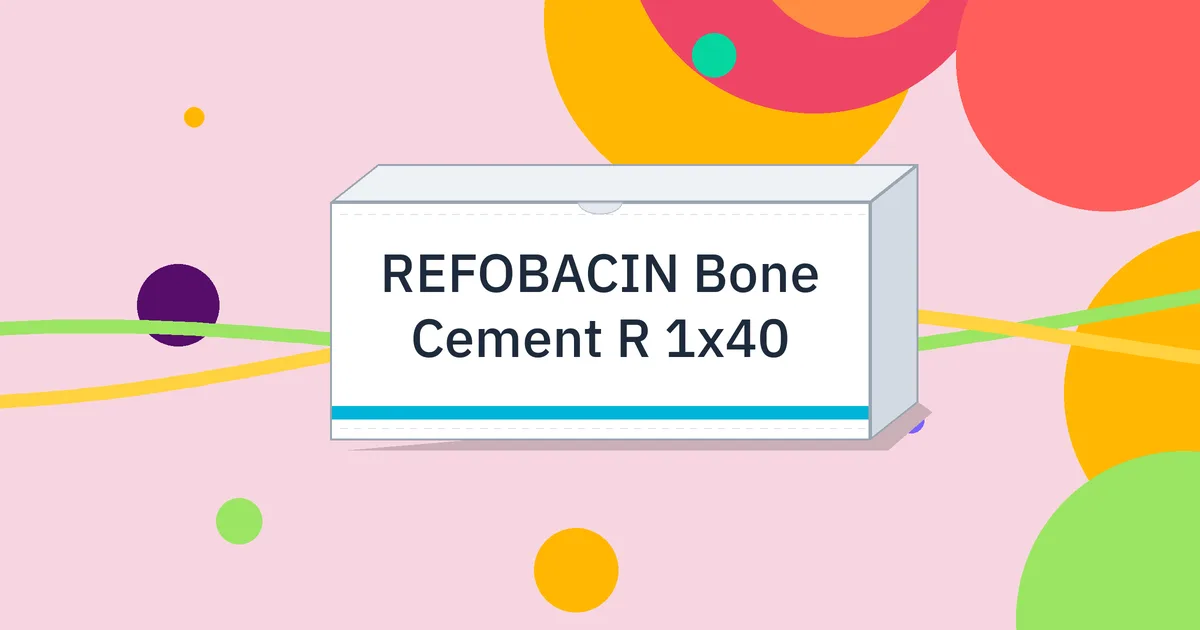Symbolbild: Packung mit der Aufschrift REFOBACIN Bone Cement R 1x40 (PZN 16538032) – Verfügbarkeit und Bezug in Apotheken in Frankfurt am Main