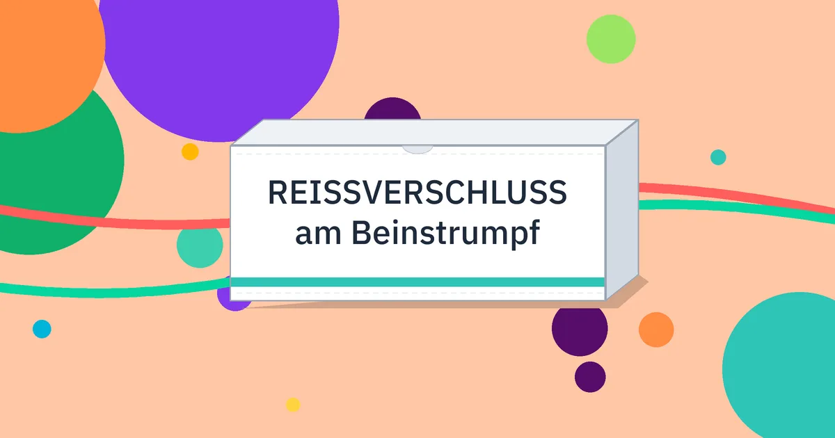 Symbolbild: Packung mit der Aufschrift REISSVERSCHLUSS am Beinstrumpf (PZN 20318626) – Verfügbarkeit und Bezug in Apotheken in Frankfurt am Main