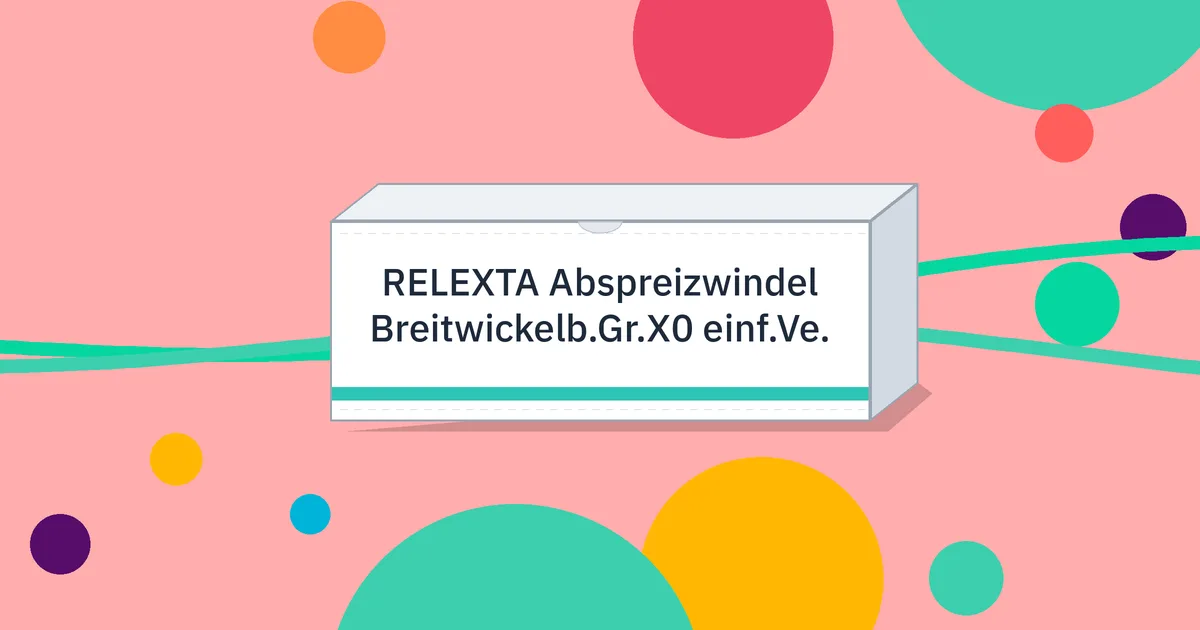 Symbolbild: Packung mit der Aufschrift RELEXTA Abspreizwindel Breitwickelb.Gr.X0 einf.Ve. (PZN 09634255) – Verfügbarkeit und Bezug in Apotheken in Frankfurt am Main