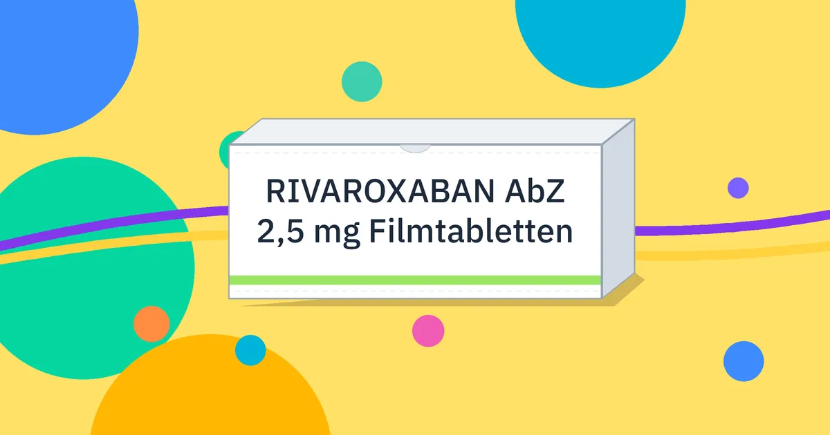 Symbolbild: Packung mit der Aufschrift RIVAROXABAN AbZ 2,5 mg Filmtabletten (PZN 18826918) – Verfügbarkeit und Bezug in Apotheken in Frankfurt am Main