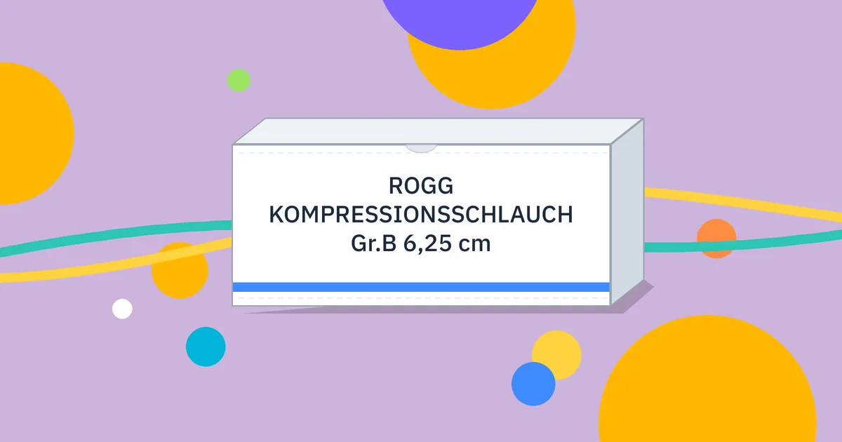 Symbolbild: Packung mit der Aufschrift ROGG KOMPRESSIONSSCHLAUCH Gr.B 6,25 cm (PZN 05963223) – Verfügbarkeit und Bezug in Apotheken in Frankfurt am Main