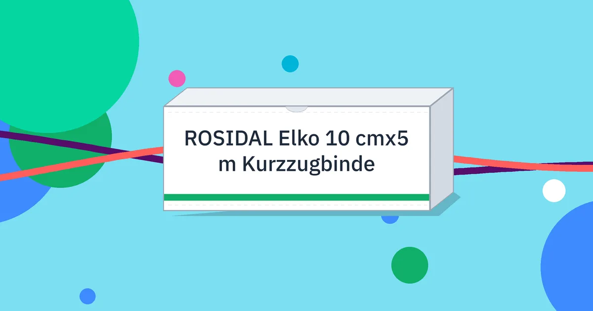 Symbolbild: Packung mit der Aufschrift ROSIDAL Elko 10 cmx5 m Kurzzugbinde (PZN 02647438) – Verfügbarkeit und Bezug in Apotheken in Frankfurt am Main
