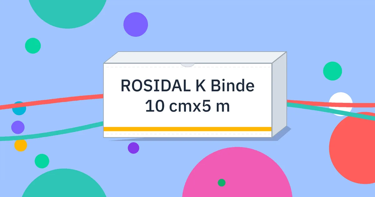 Symbolbild: Packung mit der Aufschrift ROSIDAL K Binde 10 cmx5 m (PZN 12449113) – Verfügbarkeit und Bezug in Apotheken in Frankfurt am Main