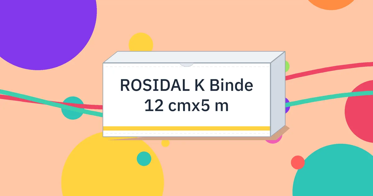 Symbolbild: Packung mit der Aufschrift ROSIDAL K Binde 12 cmx5 m (PZN 18298075) – Verfügbarkeit und Bezug in Apotheken in Frankfurt am Main