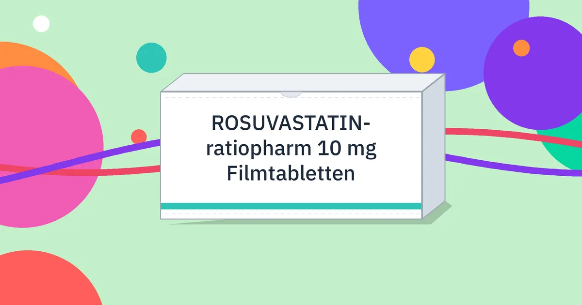Symbolbild: Packung mit der Aufschrift ROSUVASTATIN-ratiopharm 10 mg Filmtabletten (PZN 13785563) – Verfügbarkeit und Bezug in Apotheken in Frankfurt am Main