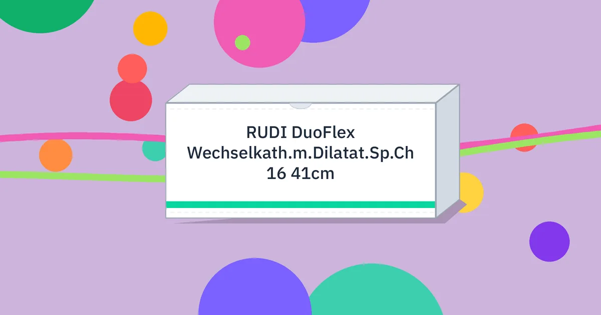 Symbolbild: Packung mit der Aufschrift RUDI DuoFlex Wechselkath.m.Dilatat.Sp.Ch 16 41cm (PZN 19473876) – Verfügbarkeit und Bezug in Apotheken in Frankfurt am Main