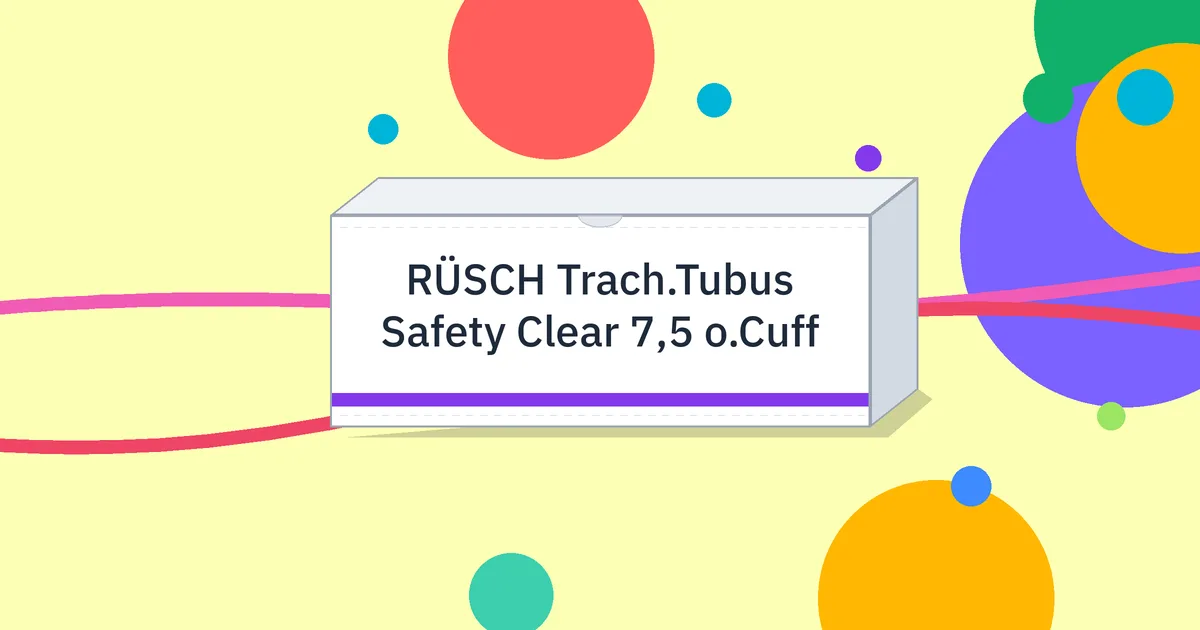 Symbolbild: Packung mit der Aufschrift RÜSCH Trach.Tubus Safety Clear 7,5 o.Cuff (PZN 04247625) – Verfügbarkeit und Bezug in Apotheken in Frankfurt am Main
