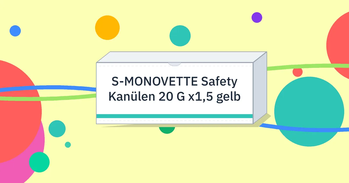 Symbolbild: Packung mit der Aufschrift S-MONOVETTE Safety Kanülen 20 G x1,5 gelb (PZN 09619066) – Verfügbarkeit und Bezug in Apotheken in Frankfurt am Main