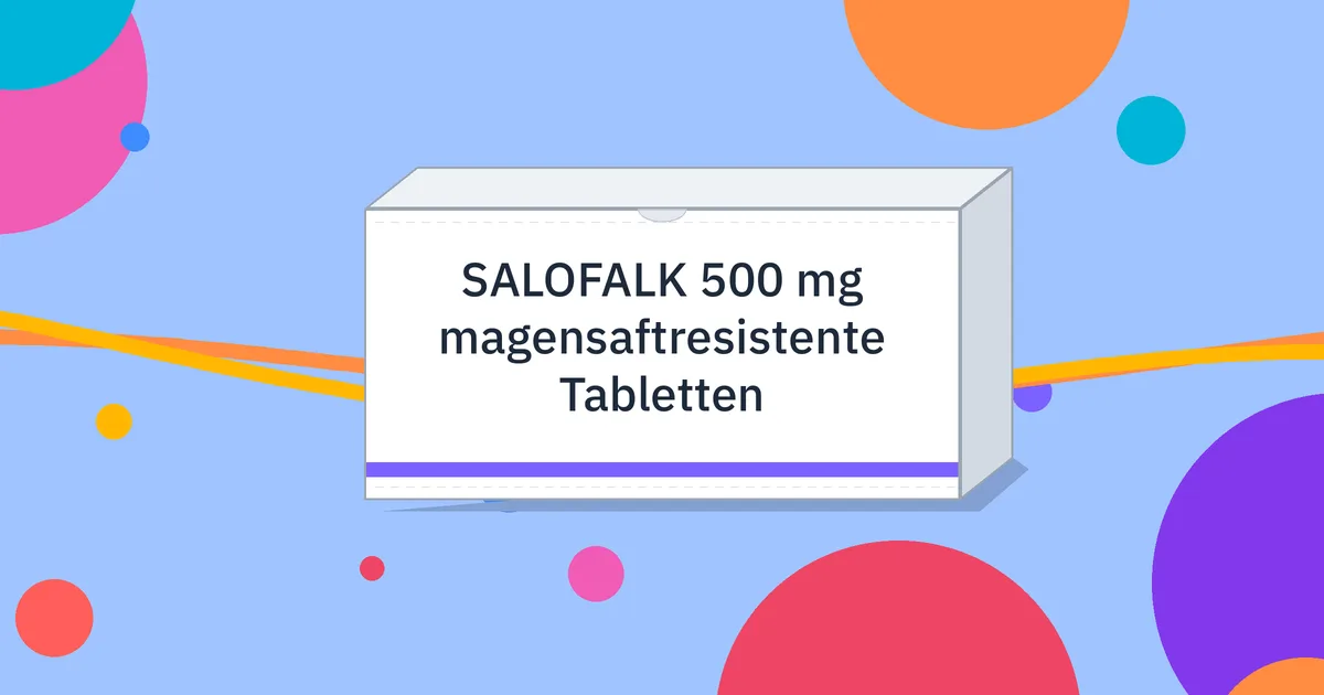 Symbolbild: Packung mit der Aufschrift SALOFALK 500 mg magensaftresistente Tabletten (PZN 06836797) – Verfügbarkeit und Bezug in Apotheken in Frankfurt am Main