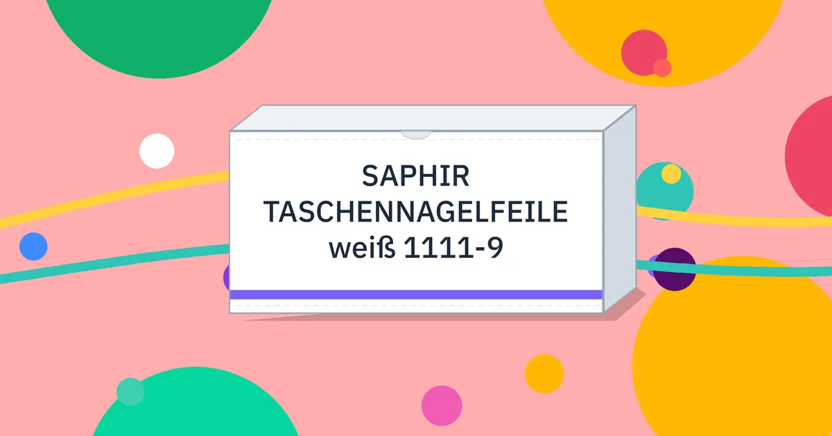 Symbolbild: Packung mit der Aufschrift SAPHIR TASCHENNAGELFEILE weiß 1111-9 (PZN 07344547) – Verfügbarkeit und Bezug in Apotheken in Frankfurt am Main