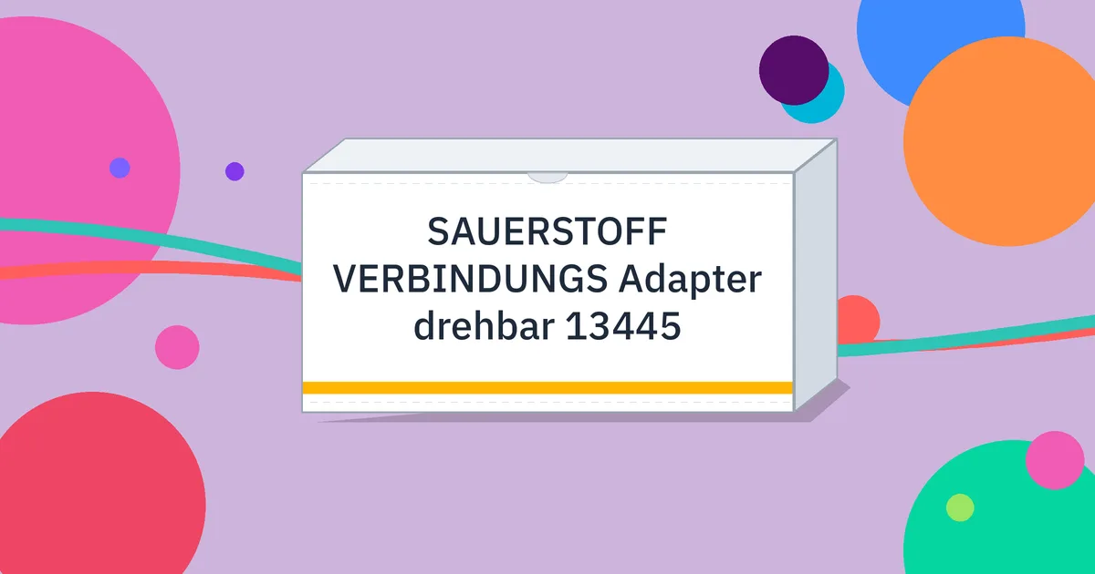 Symbolbild: Packung mit der Aufschrift SAUERSTOFF VERBINDUNGS Adapter drehbar 13445 (PZN 00540469) – Verfügbarkeit und Bezug in Apotheken in Frankfurt am Main