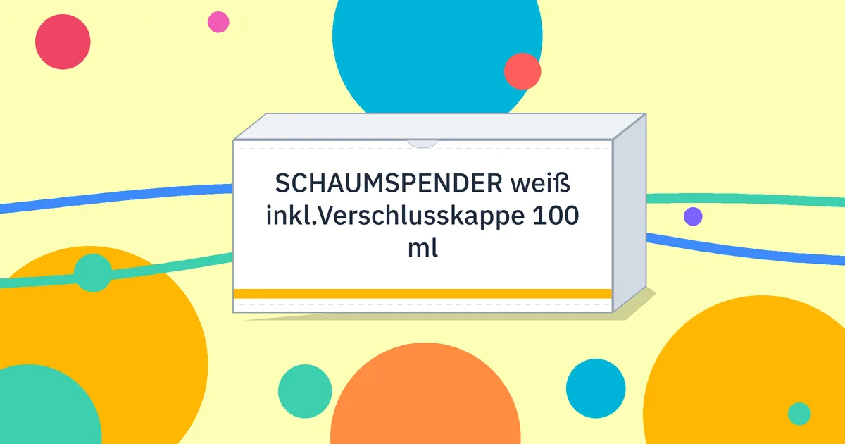 Symbolbild: Packung mit der Aufschrift SCHAUMSPENDER weiß inkl.Verschlusskappe 100 ml (PZN 15894026) – Verfügbarkeit und Bezug in Apotheken in Frankfurt am Main