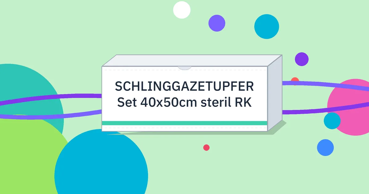 Symbolbild: Packung mit der Aufschrift SCHLINGGAZETUPFER Set 40x50cm steril RK (PZN 20646520) – Verfügbarkeit und Bezug in Apotheken in Frankfurt am Main