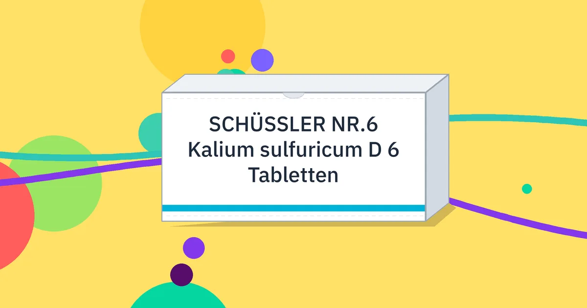 Symbolbild: Packung mit der Aufschrift SCHÜSSLER NR.6 Kalium sulfuricum D 6 Tabletten (PZN 10990570) – Verfügbarkeit und Bezug in Apotheken in Frankfurt am Main