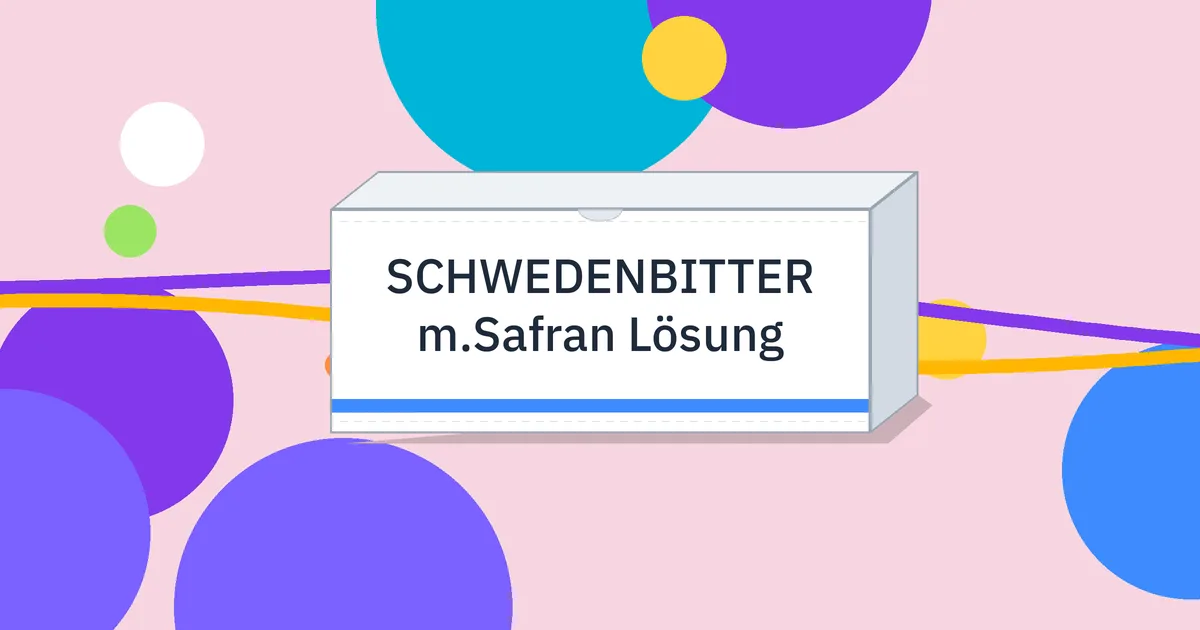 Symbolbild: Packung mit der Aufschrift SCHWEDENBITTER m.Safran Lösung (PZN 00768563) – Verfügbarkeit und Bezug in Apotheken in Frankfurt am Main