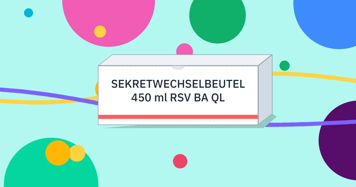 Symbolbild: Packung mit der Aufschrift SEKRETWECHSELBEUTEL 450 ml RSV BA QL (PZN 17488313) – Verfügbarkeit und Bezug in Apotheken in Frankfurt am Main