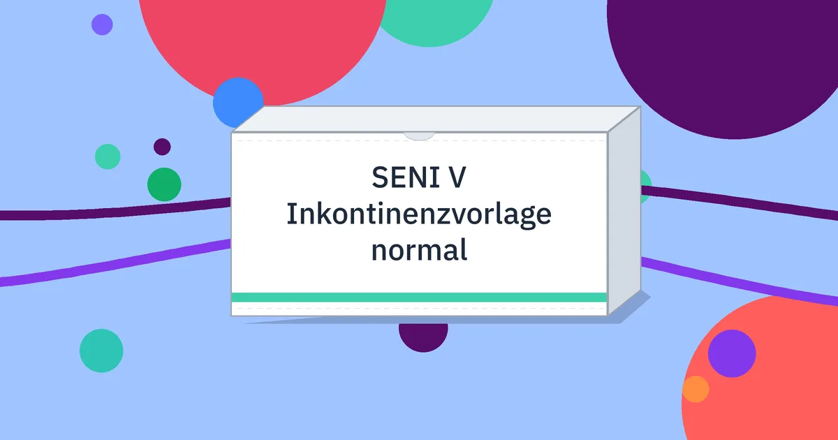 Symbolbild: Packung mit der Aufschrift SENI V Inkontinenzvorlage normal (PZN 13712423) – Verfügbarkeit und Bezug in Apotheken in Frankfurt am Main
