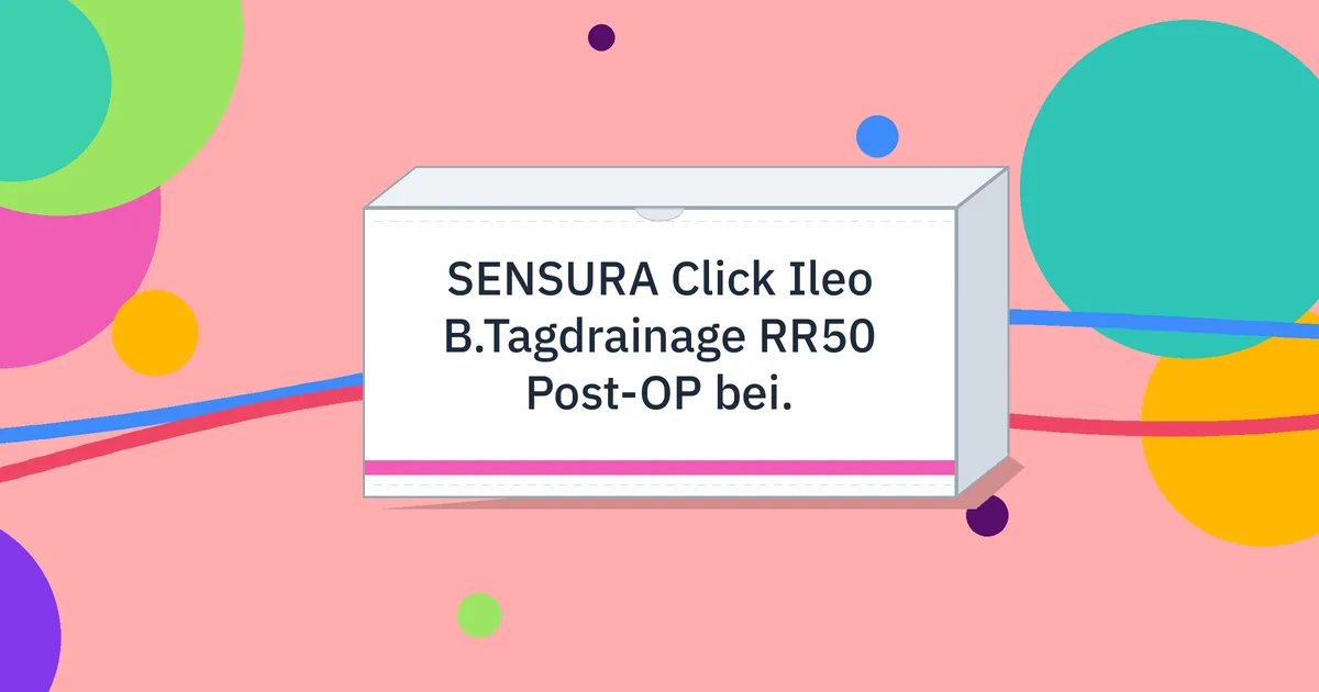 Symbolbild: Packung mit der Aufschrift SENSURA Click Ileo B.Tagdrainage RR50 Post-OP bei. (PZN 10739717) – Verfügbarkeit und Bezug in Apotheken in Frankfurt am Main