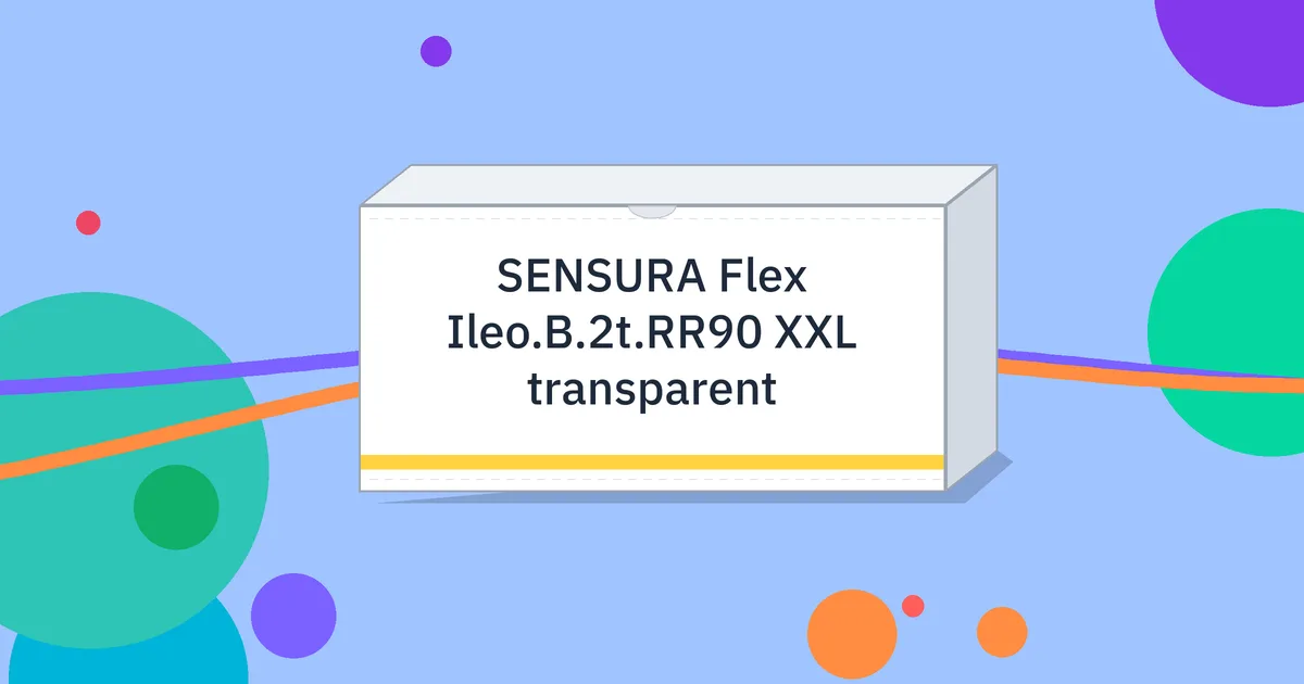 Symbolbild: Packung mit der Aufschrift SENSURA Flex Ileo.B.2t.RR90 XXL transparent (PZN 03110634) – Verfügbarkeit und Bezug in Apotheken in Frankfurt am Main