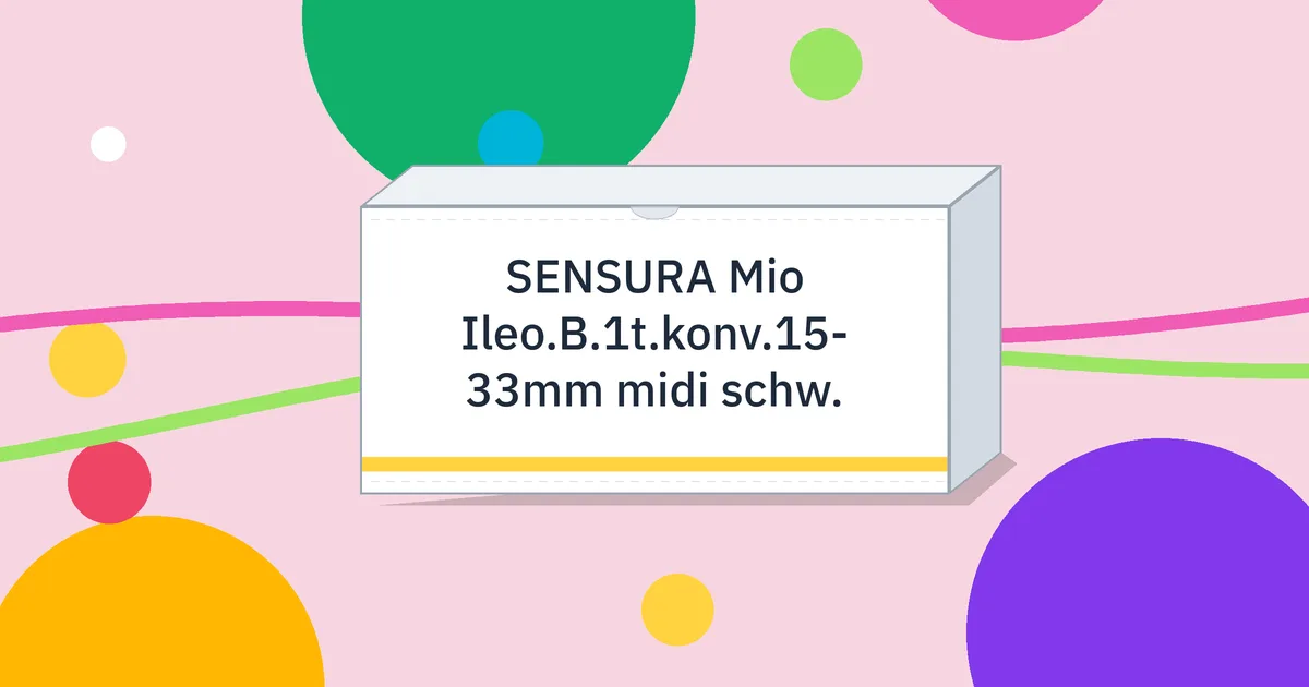 Symbolbild: Packung mit der Aufschrift SENSURA Mio Ileo.B.1t.konv.15-33mm midi schw. (PZN 19273189) – Verfügbarkeit und Bezug in Apotheken in Frankfurt am Main