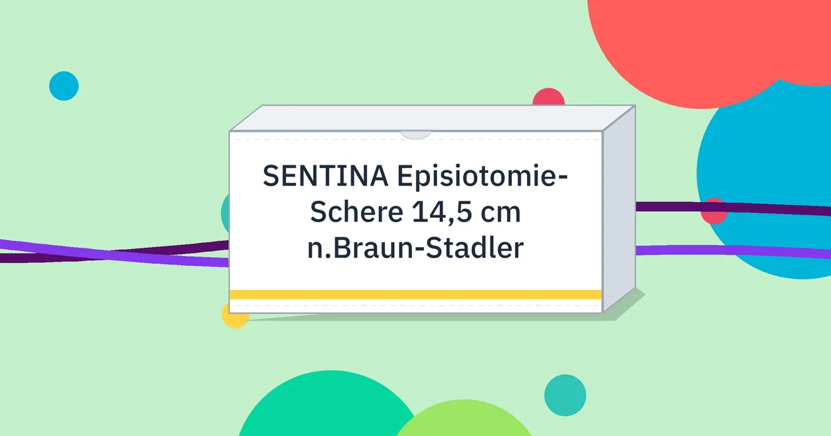 Symbolbild: Packung mit der Aufschrift SENTINA Episiotomie-Schere 14,5 cm n.Braun-Stadler (PZN 11585073) – Verfügbarkeit und Bezug in Apotheken in Frankfurt am Main