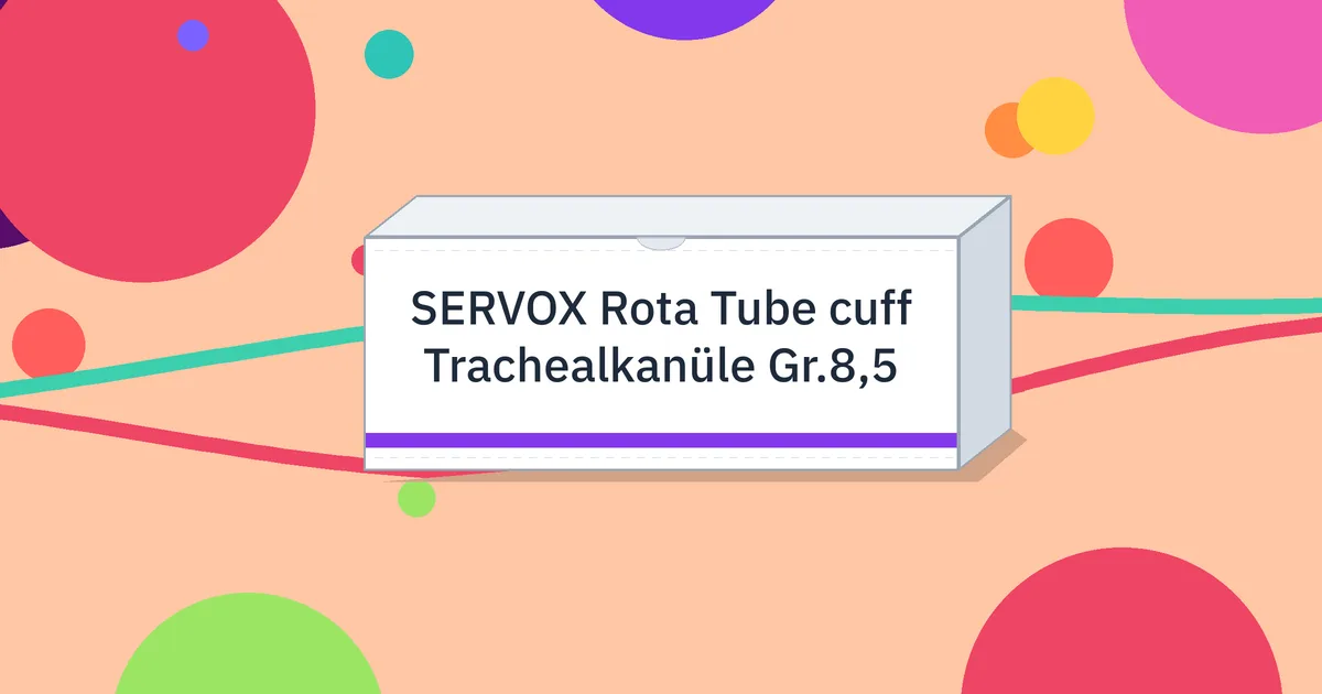 Symbolbild: Packung mit der Aufschrift SERVOX Rota Tube cuff Trachealkanüle Gr.8,5 (PZN 09332867) – Verfügbarkeit und Bezug in Apotheken in Frankfurt am Main