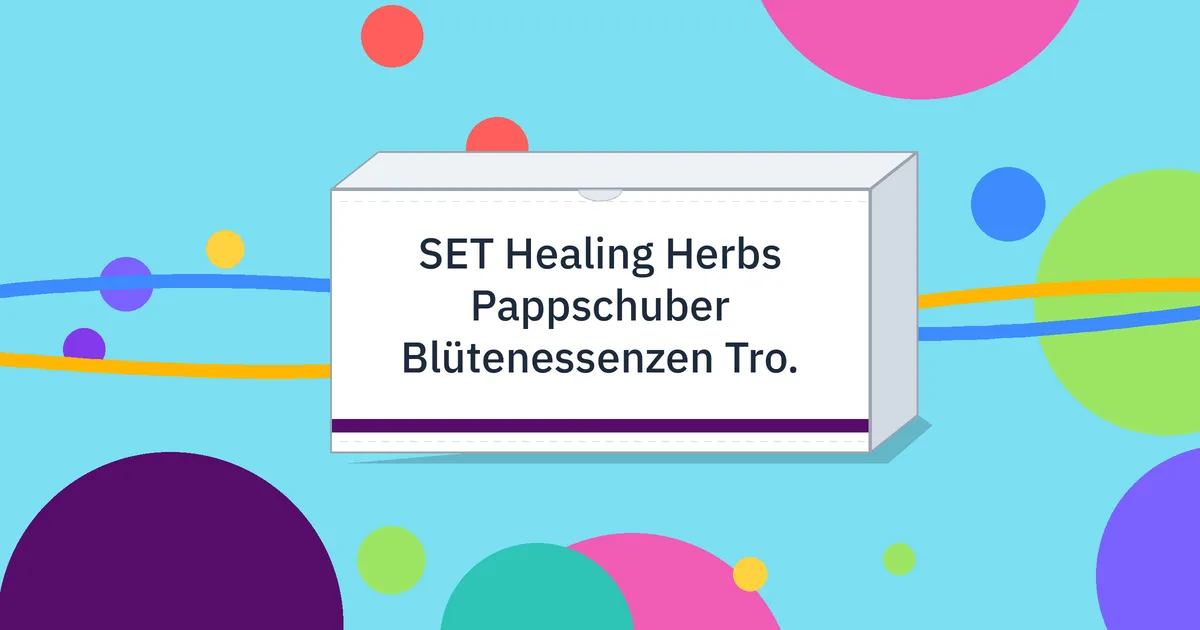 Symbolbild: Packung mit der Aufschrift SET Healing Herbs Pappschuber Blütenessenzen Tro. (PZN 10281945) – Verfügbarkeit und Bezug in Apotheken in Frankfurt am Main