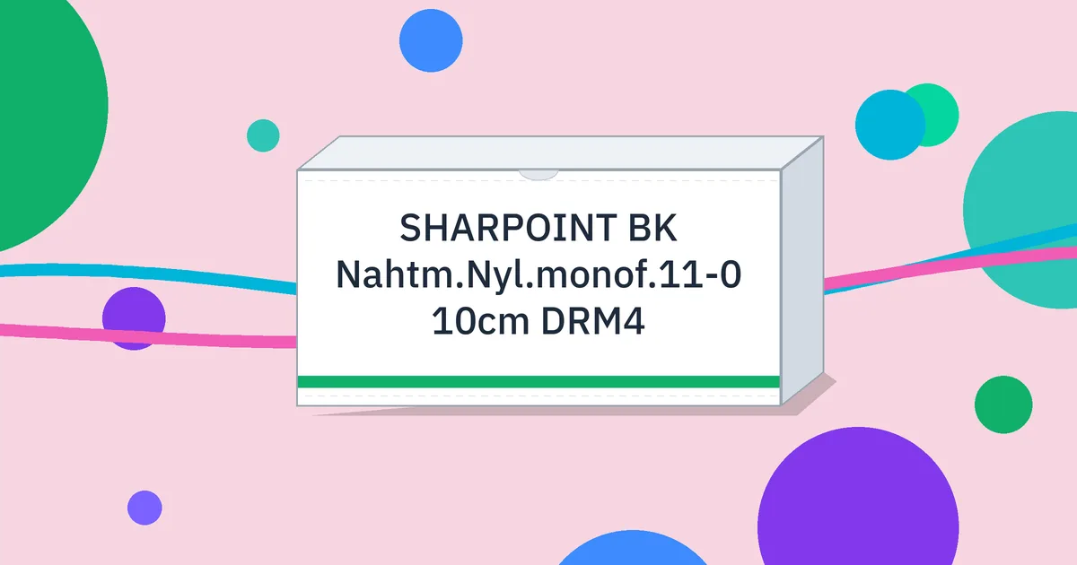 Symbolbild: Packung mit der Aufschrift SHARPOINT BK Nahtm.Nyl.monof.11-0 10cm DRM4 (PZN 17983521) – Verfügbarkeit und Bezug in Apotheken in Frankfurt am Main