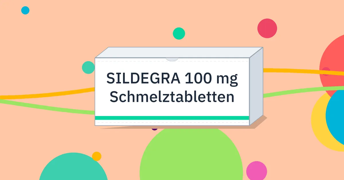 Symbolbild: Packung mit der Aufschrift SILDEGRA 100 mg Schmelztabletten (PZN 10209072) – Verfügbarkeit und Bezug in Apotheken in Frankfurt am Main