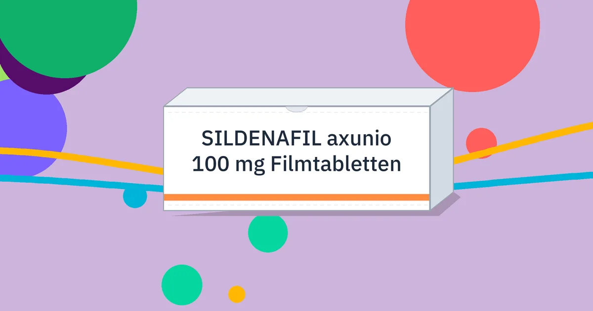 Symbolbild: Packung mit der Aufschrift SILDENAFIL axunio 100 mg Filmtabletten (PZN 18337071) – Verfügbarkeit und Bezug in Apotheken in Frankfurt am Main
