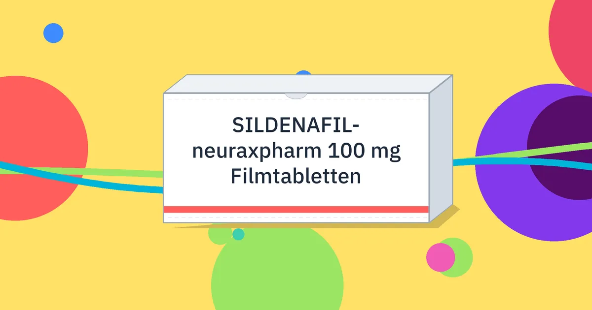 Symbolbild: Packung mit der Aufschrift SILDENAFIL-neuraxpharm 100 mg Filmtabletten (PZN 07116131) – Verfügbarkeit und Bezug in Apotheken in Frankfurt am Main
