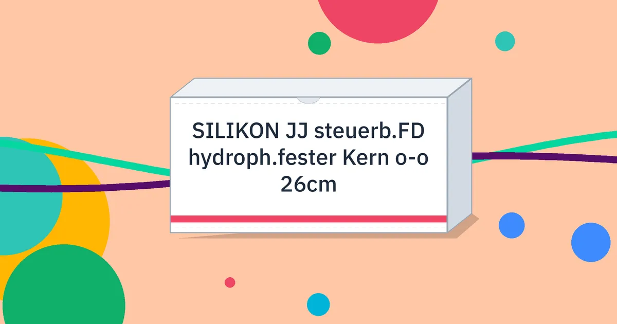 Symbolbild: Packung mit der Aufschrift SILIKON JJ steuerb.FD hydroph.fester Kern o-o 26cm (PZN 17509334) – Verfügbarkeit und Bezug in Apotheken in Frankfurt am Main