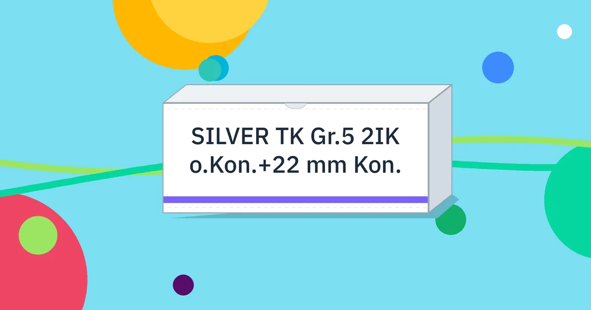 Symbolbild: Packung mit der Aufschrift SILVER TK Gr.5 2IK o.Kon.+22 mm Kon. (PZN 10317206) – Verfügbarkeit und Bezug in Apotheken in Frankfurt am Main