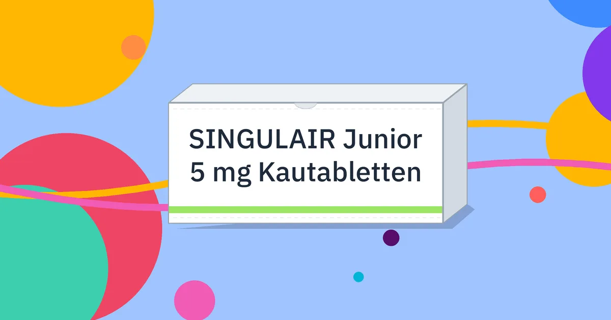 Symbolbild: Packung mit der Aufschrift SINGULAIR Junior 5 mg Kautabletten (PZN 01160450) – Verfügbarkeit und Bezug in Apotheken in Frankfurt am Main