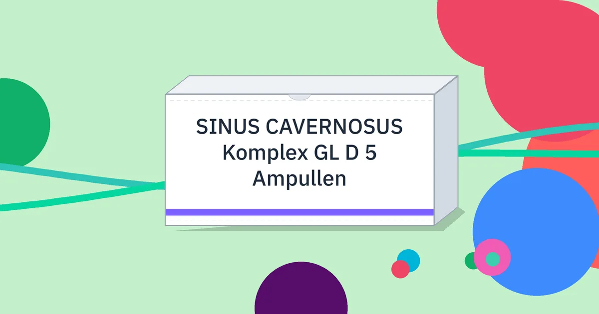 Symbolbild: Packung mit der Aufschrift SINUS CAVERNOSUS Komplex GL D 5 Ampullen (PZN 03657611) – Verfügbarkeit und Bezug in Apotheken in Frankfurt am Main