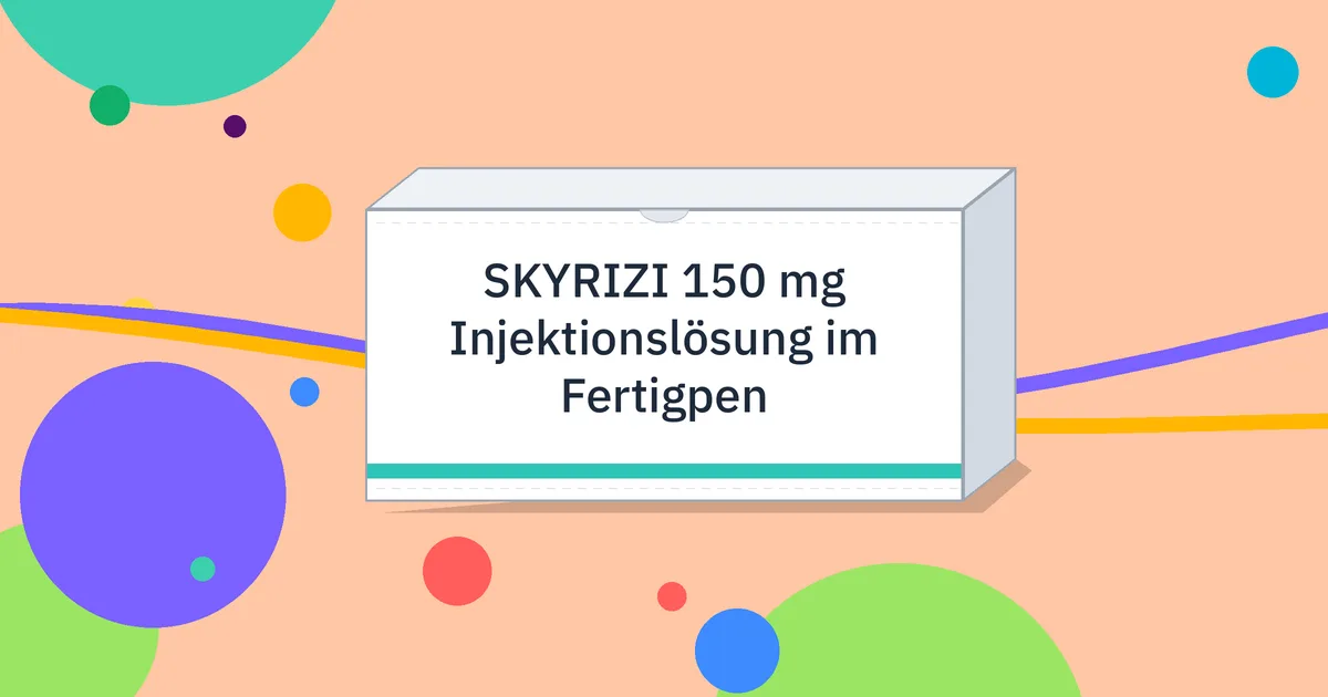 Symbolbild: Packung mit der Aufschrift SKYRIZI 150 mg Injektionslösung im Fertigpen (PZN 18411910) – Verfügbarkeit und Bezug in Apotheken in Frankfurt am Main