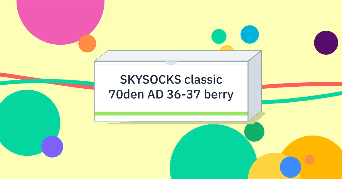 Symbolbild: Packung mit der Aufschrift SKYSOCKS classic 70den AD 36-37 berry (PZN 18095805) – Verfügbarkeit und Bezug in Apotheken in Frankfurt am Main