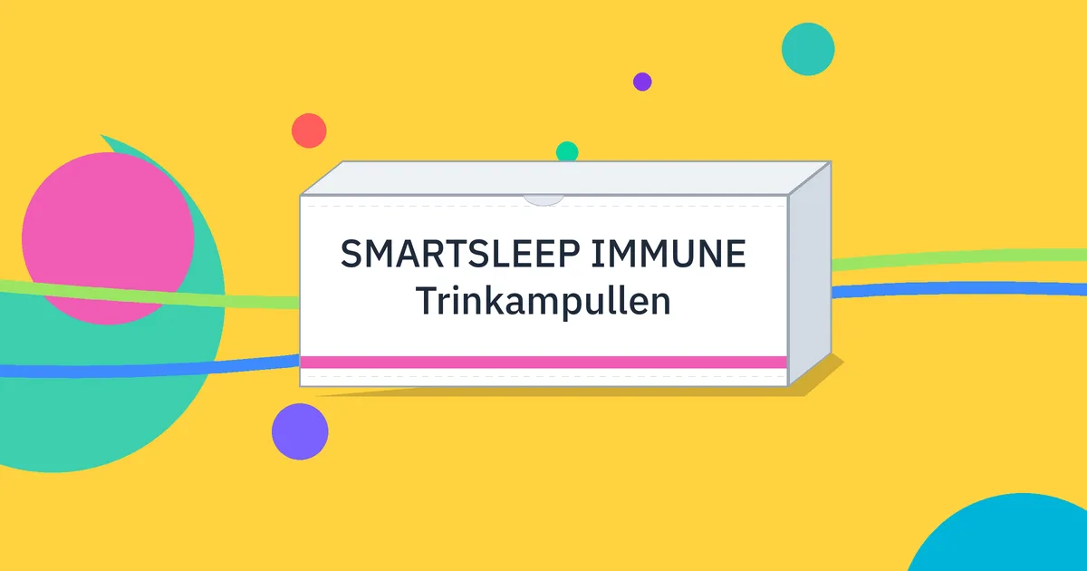 Symbolbild: Packung mit der Aufschrift SMARTSLEEP IMMUNE Trinkampullen (PZN 16874652) – Verfügbarkeit und Bezug in Apotheken in Frankfurt am Main