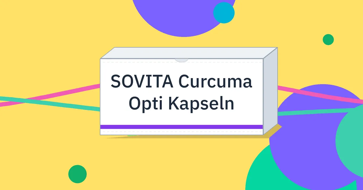 Symbolbild: Packung mit der Aufschrift SOVITA Curcuma Opti Kapseln (PZN 11590358) – Verfügbarkeit und Bezug in Apotheken in Frankfurt am Main