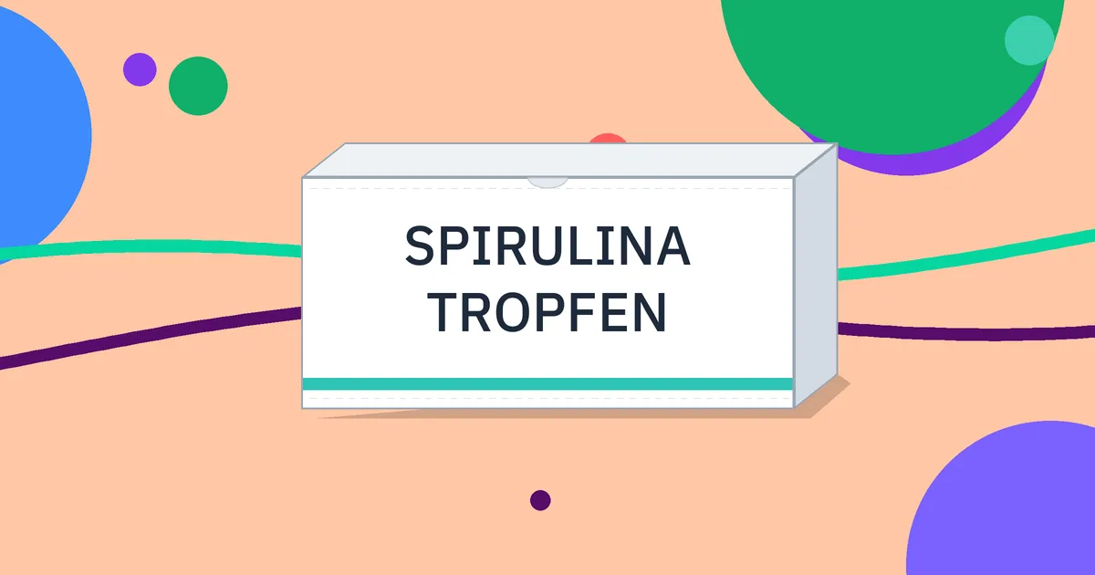 Symbolbild: Packung mit der Aufschrift SPIRULINA TROPFEN (PZN 18353880) – Verfügbarkeit und Bezug in Apotheken in Frankfurt am Main