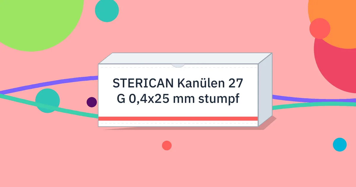 Symbolbild: Packung mit der Aufschrift STERICAN Kanülen 27 G 0,4x25 mm stumpf (PZN 13708775) – Verfügbarkeit und Bezug in Apotheken in Frankfurt am Main