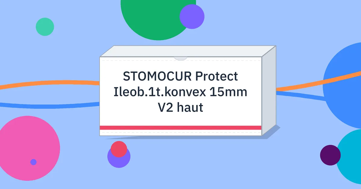 Symbolbild: Packung mit der Aufschrift STOMOCUR Protect Ileob.1t.konvex 15mm V2 haut (PZN 18192543) – Verfügbarkeit und Bezug in Apotheken in Frankfurt am Main
