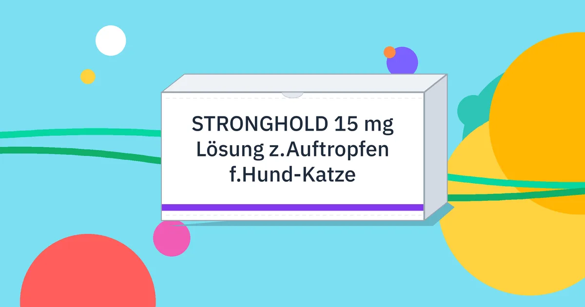 Symbolbild: Packung mit der Aufschrift STRONGHOLD 15 mg Lösung z.Auftropfen f.Hund-Katze (PZN 12731364) – Verfügbarkeit und Bezug in Apotheken in Frankfurt am Main