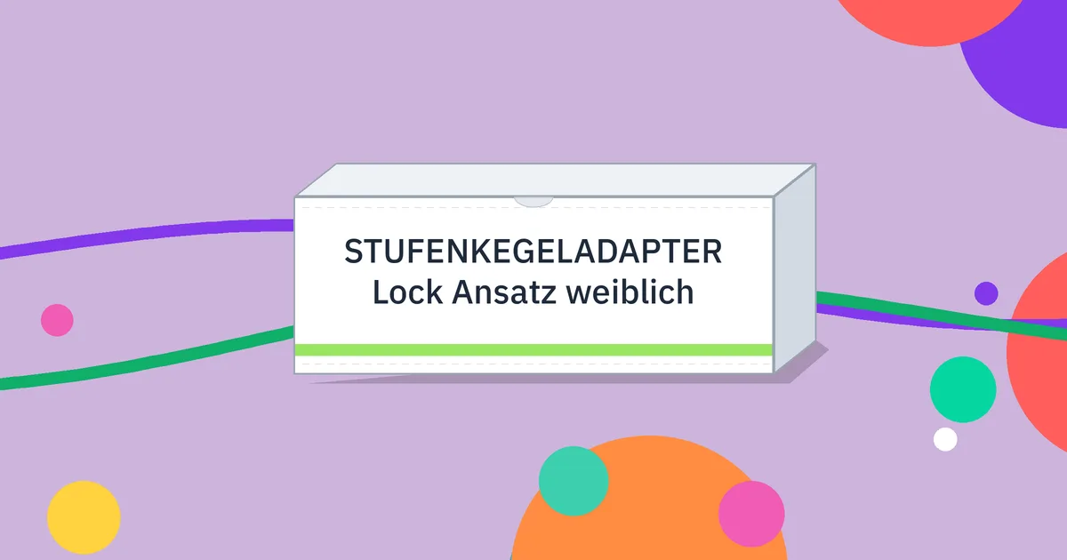 Symbolbild: Packung mit der Aufschrift STUFENKEGELADAPTER Lock Ansatz weiblich (PZN 11282912) – Verfügbarkeit und Bezug in Apotheken in Frankfurt am Main