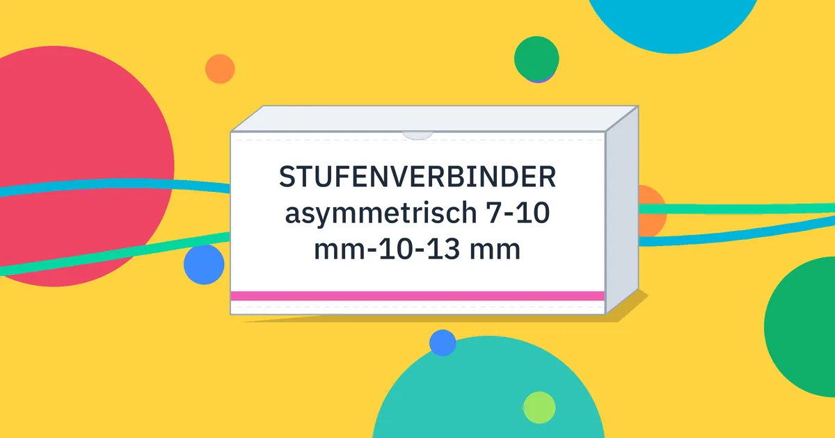Symbolbild: Packung mit der Aufschrift STUFENVERBINDER asymmetrisch 7-10 mm-10-13 mm (PZN 00936523) – Verfügbarkeit und Bezug in Apotheken in Frankfurt am Main