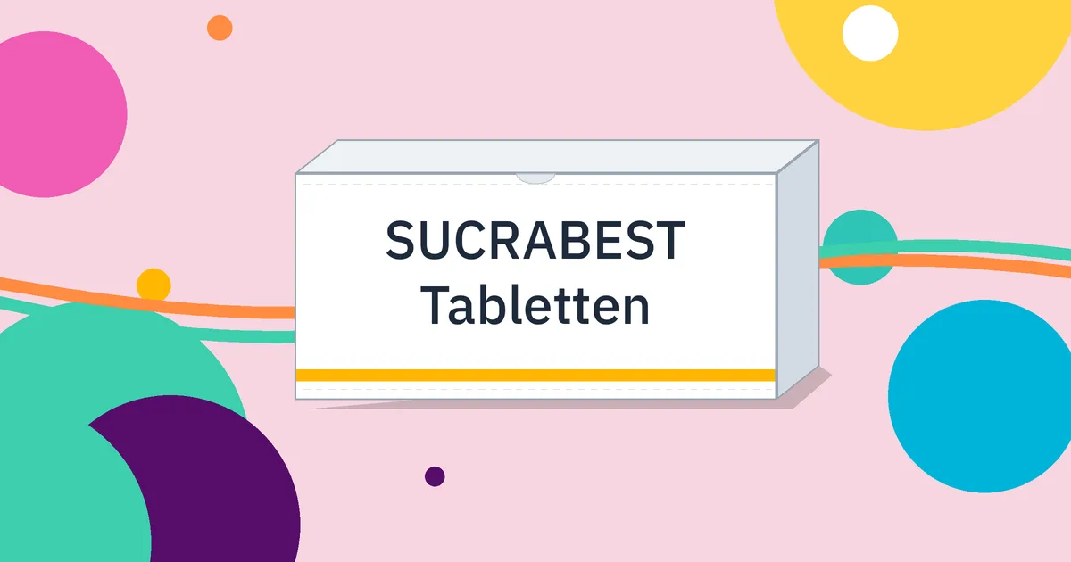Symbolbild: Packung mit der Aufschrift SUCRABEST Tabletten (PZN 03652737) – Verfügbarkeit und Bezug in Apotheken in Frankfurt am Main
